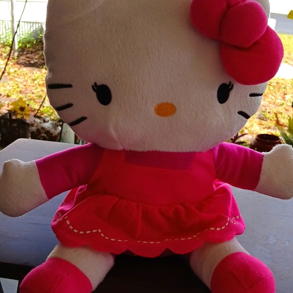 Hello Kitty | Toys | Hello Kitty Sanrio Magenta Pink Scalloped Dress Hair Bow 4 Plush Soft Toy ...